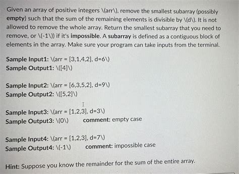Solved Given An Array Of Positive Integers Arr Remove The