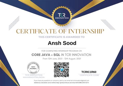 Ansh Sood On Linkedin Internship Java Sql Givemycertificate 24