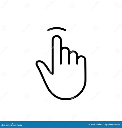 Tap Gesture Of Computer Mouse Pointer Finger Black Line Icon Cursor Hand Linear Pictogram
