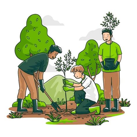 Ilustração de pessoas desenhadas à mão plantando árvores Vetor Grátis Tree illustration