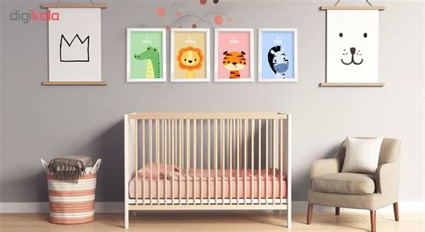 قیمت و مشخصات تابلو اتاق کودک طرح حیوانات جنگل مجموعه 4 عددی زیراکو