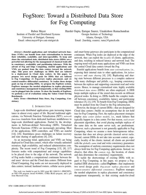 fogstore toward a distributed data store for fog computing download