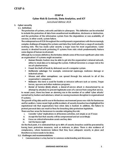 Cyber Risk Controls Data Analyatics And Ict Stu Pdf Financial