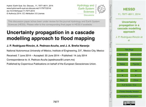 Pdf Uncertainty Propagation In A Cascade Modelling Approach To Flood