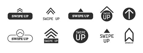 Swipe Up Slide Arrow Button Scroll Ui Icon Interface Simple Sign Set