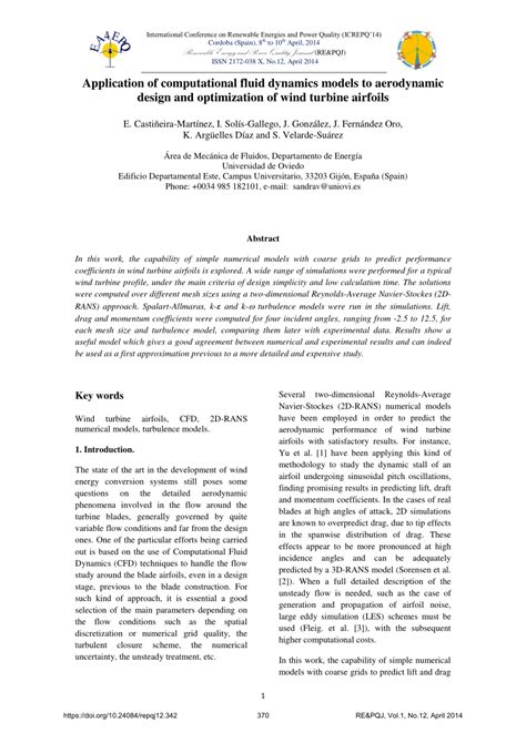 pdf application of computational fluid dynamics models to aerodynamic design and optimization