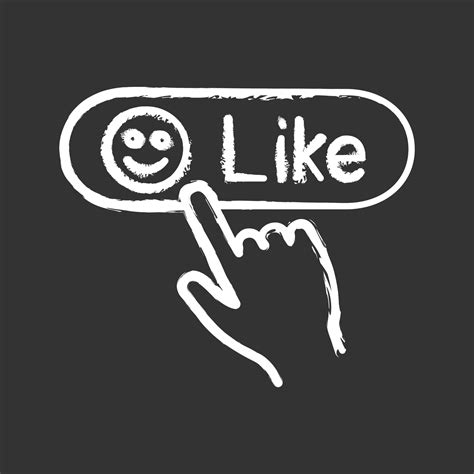 Like Button Click Chalk Icon Positive Comment Hand Pressing Button Isolated Vector Chalkboard