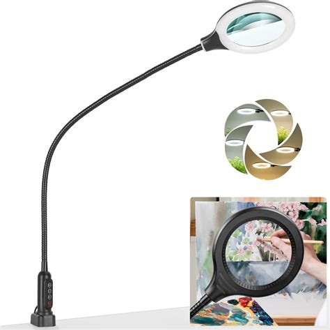 Amazon TOMSOO Gooseneck Magnifying Lamp With Clamp Color Modes Stepless Dimmable LED