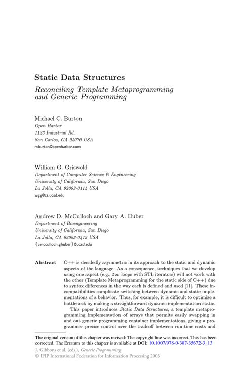 Pdf Static Data Structures