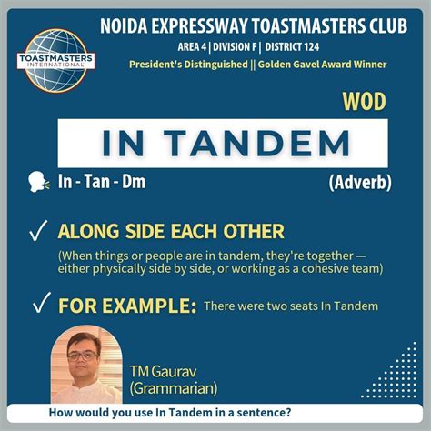 Netc Toastmasters On Linkedin New Word Alert Word In Tandem Meaning