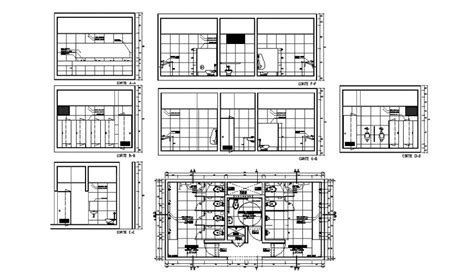 Plan And Sectional Of Sanitary Toilet 2d View Cad Construction Block Layout Autocad File