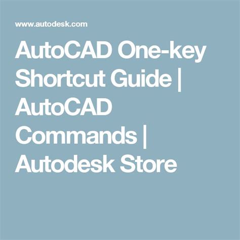 The Autocad One Key Shortcut Guide For Autocad Commands And Autodesk