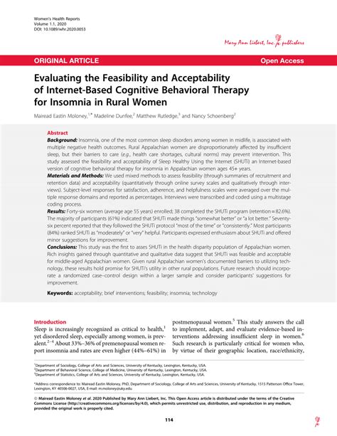 Pdf Evaluating The Feasibility And Acceptability Of Internet Based Cognitive Behavioral