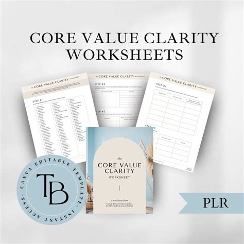 Core Values Worksheet SW Etsy Core Values Worksheets Self Development