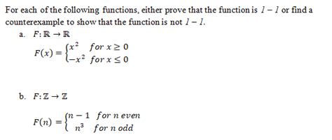 Solved For Each Of The Following Functions Either Prove That Chegg Com