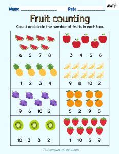 Count Match And Color Fruit 1 10 Academy Worksheets