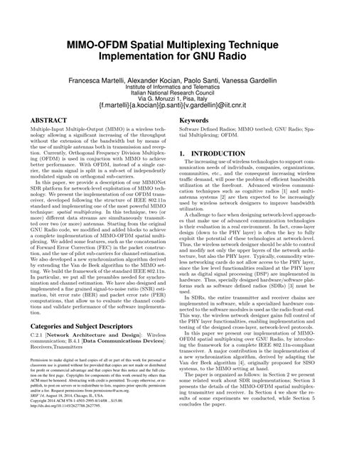 Pdf Mimo Ofdm Spatial Multiplexing Technique Implementation For Gnu Radio
