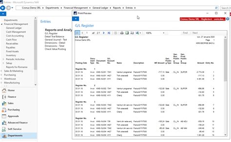 Dynamics Nav Navision General Ledger Register