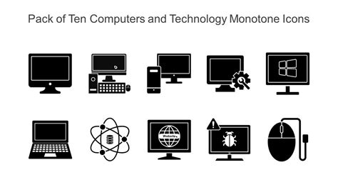 Pack Of Ten Computers And Technology Monotone Icons Presentation Graphics Presentation