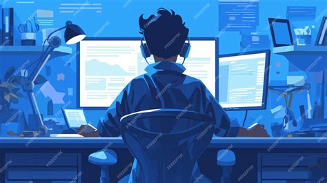 Premium Vector South Asian Male Software Developer In His 20s Writing Code