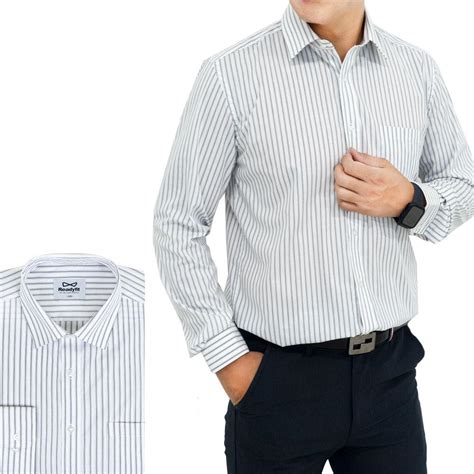 남성 화이트그레이 스트라이프 긴팔와이셔츠 Rfm11004 이랜드몰