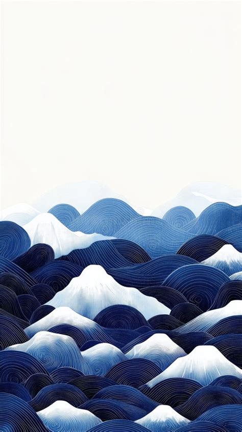 Serene Blue Waves And White Peaks Create Calming Landscape Stock Illustration Illustration Of
