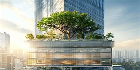 A Tree On Building Roof Merging Modern Architecture With The Beauty Of Nature Background Tree