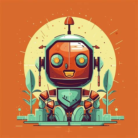 Premium Photo Cute Robot Illustration Logo