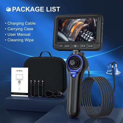 [video Borescope] Js Series 5＂ Hd Video Borescope Tungsten Probe 360