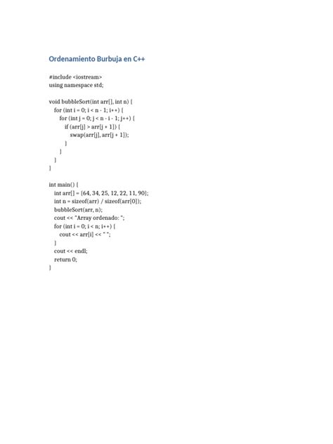 Ordenamiento Burbuja Cplusplus Pdf