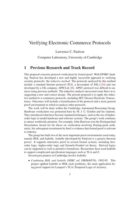Pdf Verifying Electronic Commerce Protocols