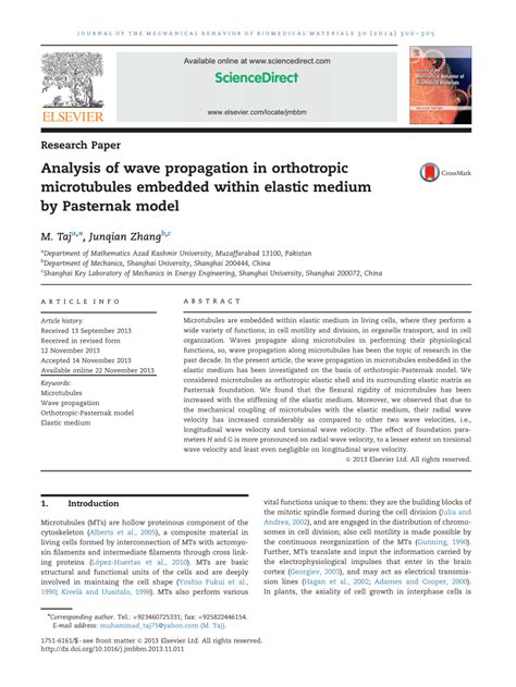 Pdf Analysis Of Wave Propagation In Orthotropic Microtubules Embedded