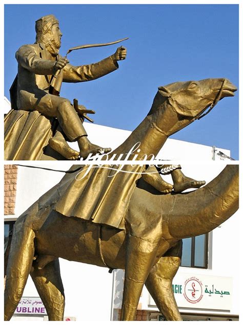 Golden Racing Camel With A Sitting Man Statue Youfine Art