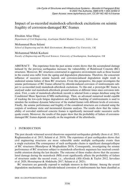 Pdf Impact Of As Recorded Mainshock Aftershock Excitations On Seismic Fragility Of Corrosion