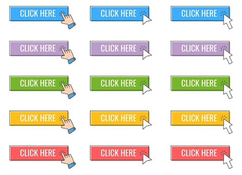 Premium Vector Click Cursor Icon With Click Here Button Vector Set