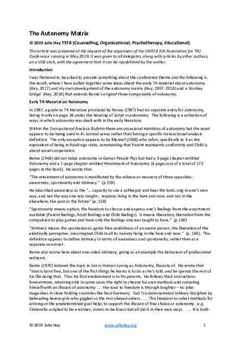 Pdf The Autonomy Matrix 2019