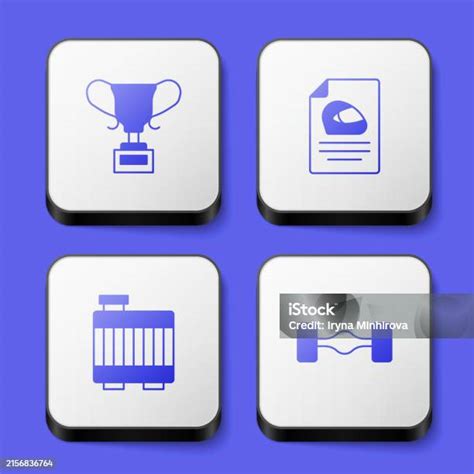 어워드 컵 레이싱 헬멧 자동차 라디에이터 냉각 시스템 및 섀시 자동차 아이콘을 설정합니다 흰색 사각형 버튼입니다 벡터 1위에 대한 스톡 벡터 아트 및 기타 이미지 Istock