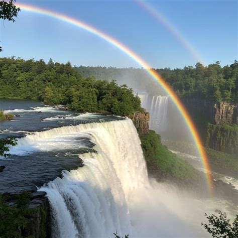 Majestic Waterfalls Cascade Over Lush Green Cliffs Surrounded By Dense