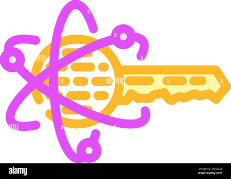encryption quantum technology color icon vector illustration stock