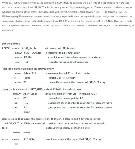 Solved Help Solve This Msp430 Assembly Language