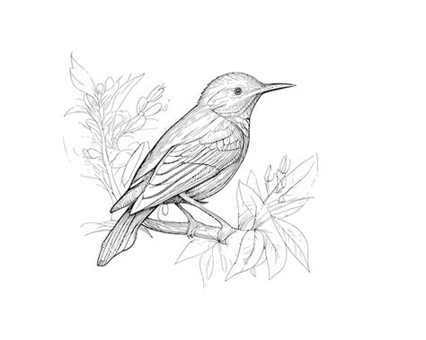 스케치 손으로 그린 단일 라인 아트 새 프리미엄 벡터