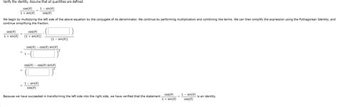Solved Verify The Identity Assume That All Quantities Are Chegg Com