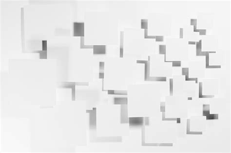 어두운 그라데이션 찌르는 그림자 상단 보기와 밝은 빛에 비행 종이 사각형흰색 추상 적 기하학적 배경 미니멀 한 스타일의 심플한 모자이크 패턴 0명에 대한 스톡 사진 및 기타