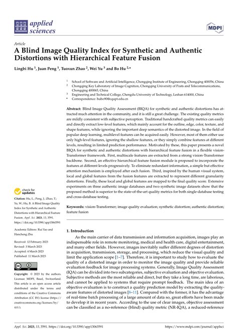 Pdf A Blind Image Quality Index For Synthetic And Authentic Distortions With Hierarchical