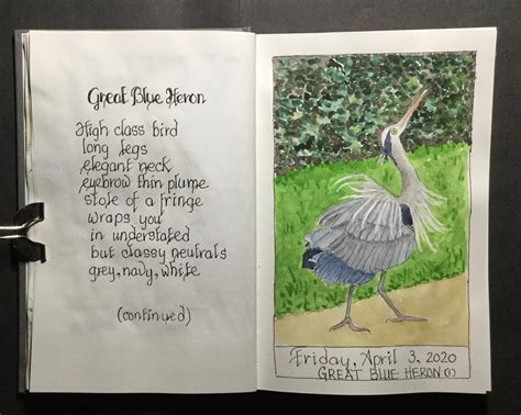 “great Blue Heron” And “robins Listing” Violet Nesdoly