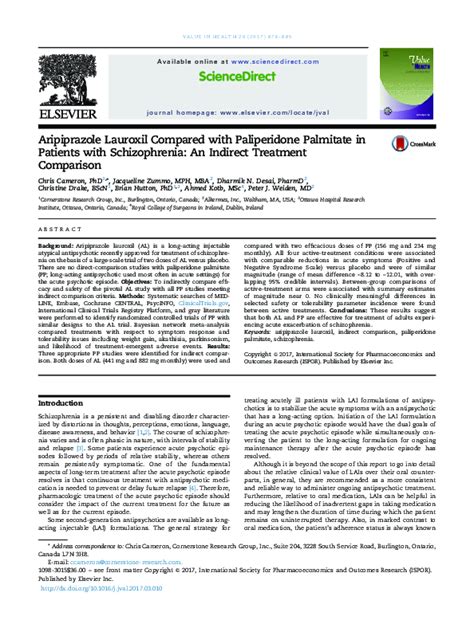 Pdf Aripiprazole Lauroxil Compared With Paliperidone Palmitate In Patients With Schizophrenia