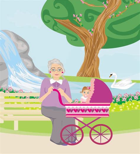 Бабушка и внучка в саде иллюстрация вектора иллюстрации насчитывающей 48068708