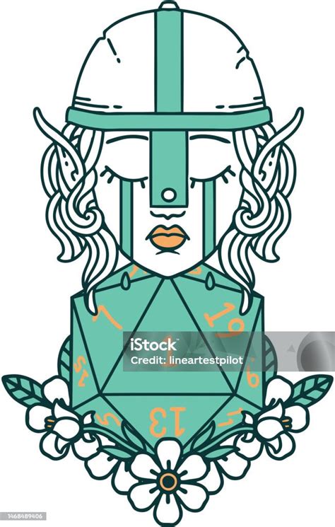 레트로 문신 스타일 슬픈 엘프 전투기 캐릭터 자연 하나 D20 롤 군용헬멧에 대한 스톡 벡터 아트 및 기타 이미지 군용헬멧 꼬마 요정 모자류 Istock