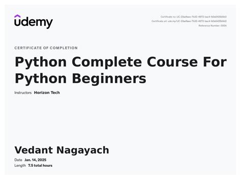 Python Udemy Learningjourney Vedant Nagayach