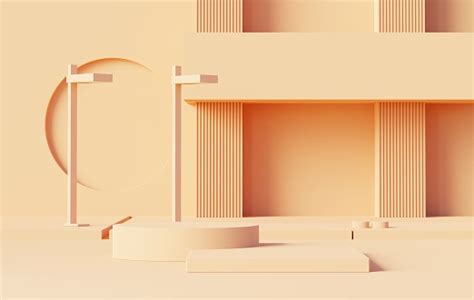 3d 렌더링 추상 디스플레이 연단 플랫폼 제품 프리젠테이션 및 광고 깔끔한 디자인의 미니멀한 장면 배경 모형을 위한 빈 받침대